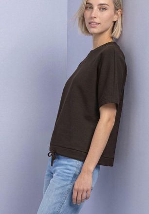 Street One T-Shirt mit Tunnelzug am Saum, im Silk-Look