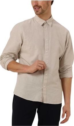 Selected Beiges Leinen Casual Hemd - - Shirts - Herren - Beige - XL