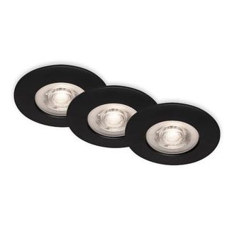 Briloner Leuchten - 3er Set LED Einbauleuchten Decke, Dimmbare Einbaulampen, Ultraflache Einbaustrahler Bad, Badeinbaustrahler IP44, Schwarz, 90x25 (DxH), 7036