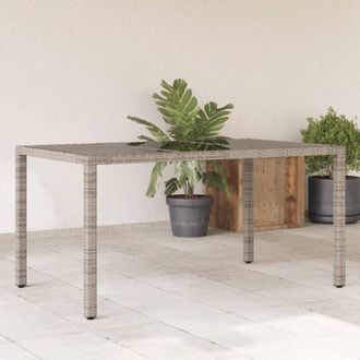 vidaXL Vidaxl - Table de jardin dessus en verre Gris 150x90x75cm R&eacute;sine tress&eacute;e
