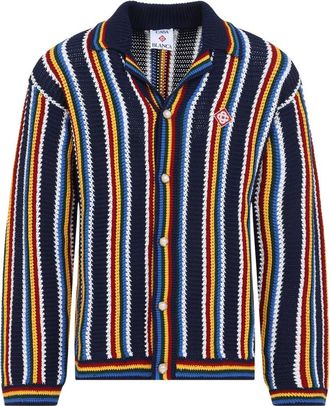 Casablanca Homme, Pulls, Multicolore, Taille: S Cardigan Crochet Ray&eacute;