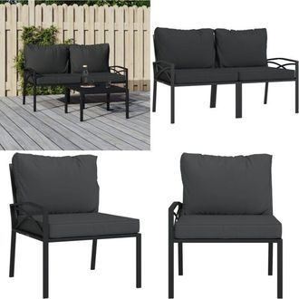 vidaXL Vidaxl - Gartenst&uuml;hle mit Grauen Kissen 2 Stk. 62x75x79 cm Stahl - Gartensafe - Gartenstuhl - Terrassentisch - Lounge M&ouml;bel - Outdoor M&ouml;bel - Home &