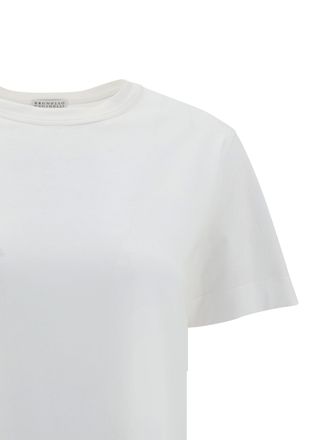 Brunello Cucinelli Jewel-Detail Cotton T-Shirt - White