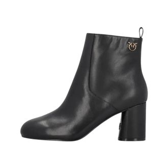 Pinko Schwarze Leder-Stiefeletten mit Blockabsatz - - Shoes - Damen - Schwarzk - 37 EU