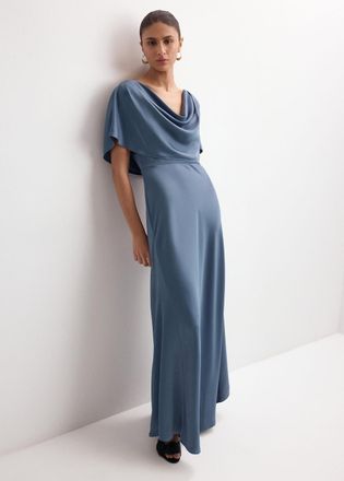 Mango Satiniertes Kleid mit drapiertem Ausschnitt anthrazit - Damen - S - MANGO