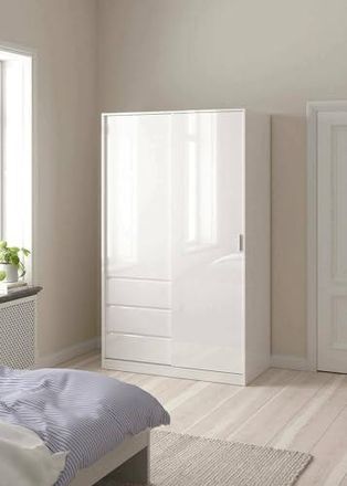 Dmora Garde-Robe 2 Portes Clemence, Meubles de Chambre, Penderie de Plain-Pied, Placard &agrave; v&ecirc;tements, 119x60 h200 cm, Blanc