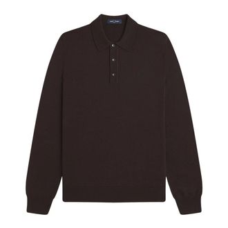 Fred Perry Klassisches gestricktes Polohemd mit langen &Auml;rmeln - - Tops - Herren - Braun - XL