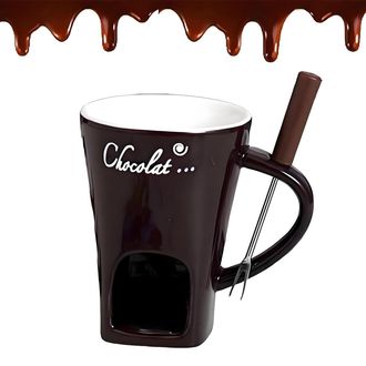 Generic Schokofondue - Temperiergerät für Schokolade Kuvertüre, Schokofondue Tasse mit Gabeln Schokofondue-Tasse, Schokoladenfondue Schoko Fondue Tasse, Schok