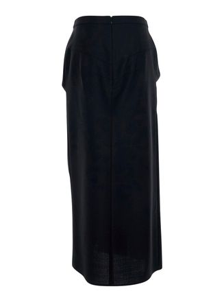 Givenchy Womens Pencil Skirt With Wrap Detail, Black