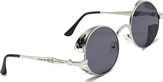 HUI JIN Lunettes de soleil polarisées classiques rétro style steampunk en métal gris argenté pour ski baseball, gris