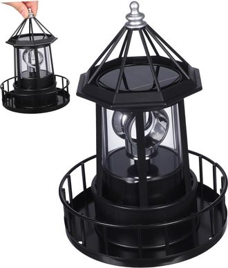 Lurrose Solar Betriebener Gro&szlig;er Rotierender Leuchtturm aus Robustem Harz und Wetterfeste Gartenleuchte f&uuml;r Au&szlig;enbereich Dekorative Solarlampe f&uuml;r Wege Terras