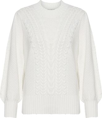 Kaffe Damen Pullover 3/4 Arm Knit Sweater, Chalk, 32