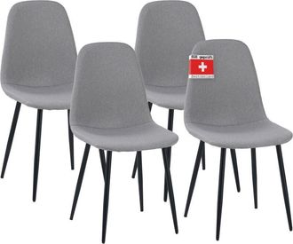 Albatros-Moebel Esszimmerstuhl bari mit Stoff Bezug, 4er Set Grau, stilvolles Vintage Design, belastbar mit 110Kg, Polsterstuhl - Moderner Küchenstuhl - Albatros