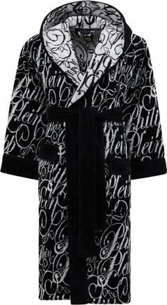 Philipp Plein unisex, V&ecirc;tements de nuit et de d&eacute;tente, Noir, Taille: S/M Peignoir de bain &agrave; capuche Signature