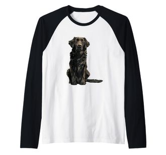 Whyitsme Design Flach beschichteter Retriever-Hund Illustration Raglan
