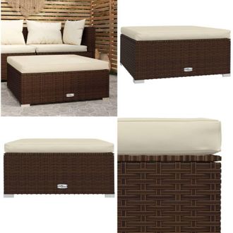 vidaXL Repose-pied de jardin coussin Marron 70x70x30 cm Résine tressée - Pouf De Jardin - Repose Pied - Mobilier De Jardin - Chaise Lounge - Résine Tressée