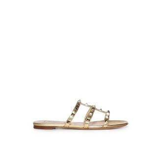 Valentino Garavani Femme, Chaussures, Jaune, Taille: 37 EU Sandale Slide Rockstud en Nappa Lamin&eacute;