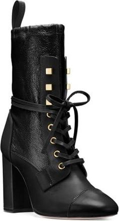 Generic Bottines à Bout Rond et Talon épais pour Femme, Bottines Courtes Mode à Lacets et Talon Haut, Bottine Décontractées et Confortables pour Une Soirée Un