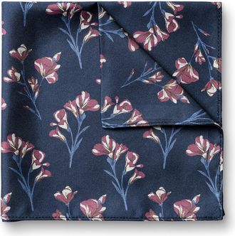 CHARLES TYRWHITT Einstecktuch aus Seide mit Blumenmuster - Marineblau & Kastanienrot