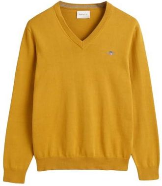 GANT Classic Cotton V-Neck Pull-Over, Banana Yellow, XXL Homme