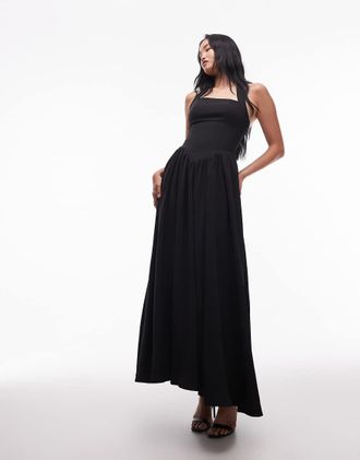 Heiress Beverly Hills Robe longue et structurée avec taille basse et dos nu - Noir