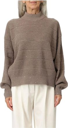Brunello Cucinelli Femme, Pulls, Brun, Taille: 34 FR Relaxed Fit Knit Jumper