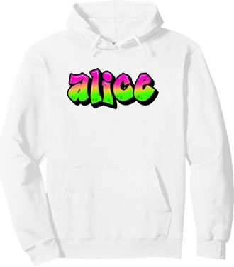 BDAZ Alice Graffiti Personalisierter Name Gr&uuml;n Rosa Frauen M&auml;dchen Pullover Hoodie