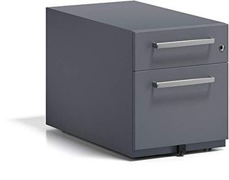 Bisley Rollcontainer Note mit Griff, 1 Universalschublade, 1 HR-Schublade, Metall, 634 Anthrazitgrau, 77.5 x 42 x 49.5 cm