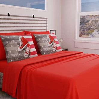 Petti Artigiani Italiani Bettwäsche-Set für französisches Bett, Bettlaken für Schuhe 1, Bettwäsche für Doppelbett, Druck nur auf Kissenbezügen, hergestellt in Italien