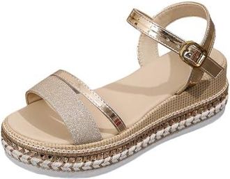 Generic Sandales Femme Été Elegant Brillant Bout Ouvert Boucle Sandales de Plage Plateforme Légères Antidérapant Chaussures Femme Confortable Casual Vacances 