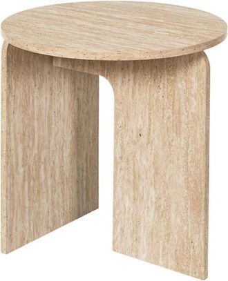 The Home Deco Factory Table dappoint ronde effet travertin PIETRA