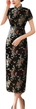 Keephen Femmes Cheongsam Long R&eacute;tro Qipao - Col Montant Slim Chinois Mariage Robe