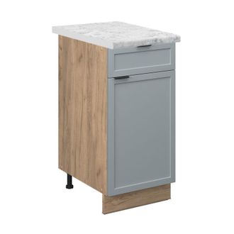 Vicco Meuble cuisine Fame-Line, Bleu clair-gris, 40 cm, pt Marbre
