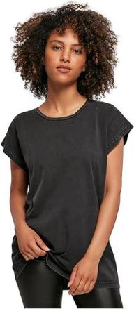 Build Your Brand T- Shirt à épaules délavées pour Femme, Noir, XL