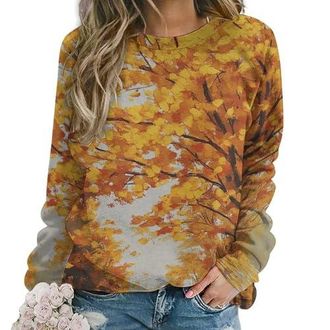 Generic Sweats &agrave; col rond pour femme - Tendance - D&eacute;contract&eacute; - Manches longues - Pull - Tops - Country Graphique - Surdimensionn&eacute; - Jogging pour femme, Or ro