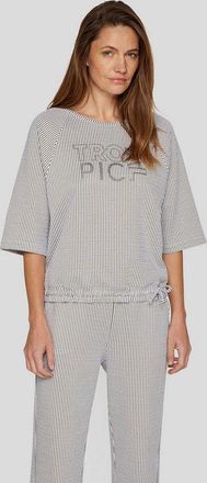 Rabe Kurzarmshirt im Streifen-Look und mit Bindung am Saum