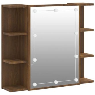 vidaXL Spiegelschrank mit led Braun Eichen-Optik 70x16,5x60 cm Vidaxl
