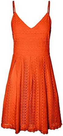 Vero Moda Vmhoney Lace Pleated Singlet Dress WVN Robe, Scarlet Ibis, XS Femmes