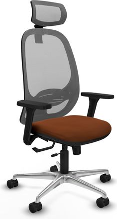 Piqueras y Crespo Cilanco Sicherheitsstuhl mit 3D-Armen, h&ouml;henverstellbarer Lendenwirbelst&uuml;tze und h&ouml;henverstellbarem Kopfteil, Grau/Braun