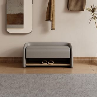 Generic Schuhaufbewahrungsbank, 2-stöckiges Schuhregal Mit Weichem Kissen - Klappbare Eingangsbank for Zuhause, Wohnung Oder Einkaufszentrum (Orange, Grau, We