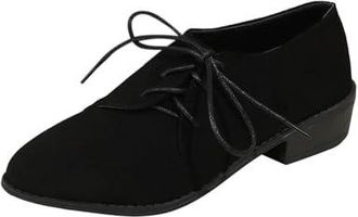 Generic Chaussures &agrave; lacets pour femme - Bout pointu - Couleur unie - Tendance - Talon bas et &eacute;pais - Antid&eacute;rapantes - Confortables - Pour la marche, le burea