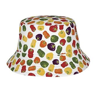 Generic Personnalisé Chapeau de Pêcheur Motif de poivron Aquarelle Chapeaux de Soleil de Plage Mode Bobs Homme pour Adultes Plage Golf