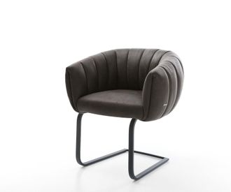 DELIFE Freischwinger Jada-Flex Mikrofaser Anthrazit Vintage Freischwinger flach Schwarz Taschenfederkern, Esszimmerst&uuml;hle