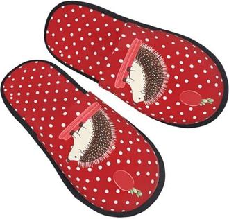 Generic Fourrure Pantoufles H&eacute;risson &Agrave; Pois Rouges Portative Pantoufles De Voyage Lavables Chaussons DInt&eacute;rieur Pour Automne Chambre Spa M