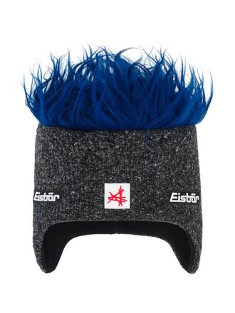 Eisb&auml;r M&uuml;tze mit Haaren Herren & Damen Cocker Ski Austria grau-blau - Unisex mit Fleece sch&uuml;tzt vor K&auml;lte und Wind - Herrenm&uuml;tze Damenm&uuml;tze Sportm&uuml;tze Haube 