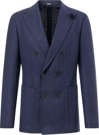 Joop Zweireihiger Blazer mit Fischgr&auml;tmuster und Spitzfasson, Slim Fit in