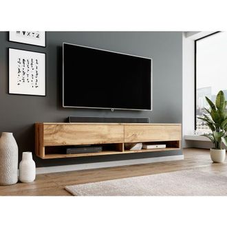 Furnix Furnix - tv lowboard Alyx meuble tv commode l 180 x h34 x p32 cm - sans led - Wotan / Wotan