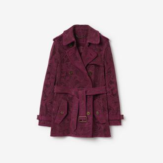 Burberry Trench court Foxfield en cuir velours Paisley, Size: 10