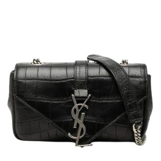 Saint Laurent Sac bandouli&egrave;re en cuir de veau gaufr&eacute; Pre-owned - Femme - Pre-owned - Noir - Taille: ONE Size