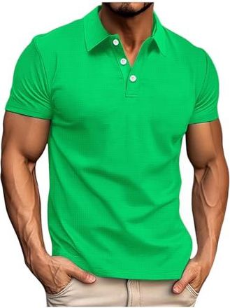 Generic Polo pour homme &agrave; manches courtes et revers - &Eacute;t&eacute; d&eacute;contract&eacute; - Couleur unie - Chemises de vacances, vert, 3XL